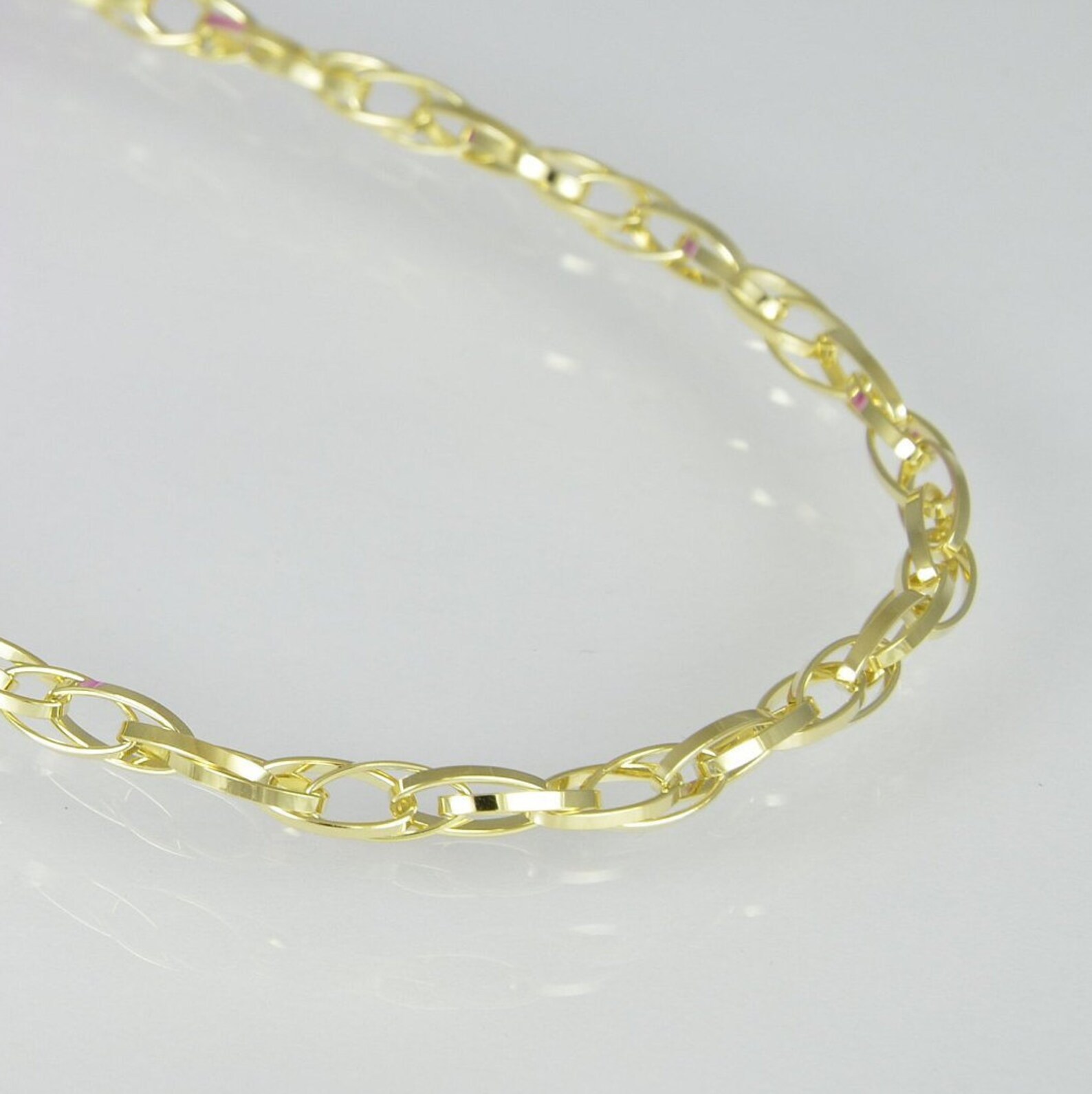 Gold Double Rolo Necklace, 14k Interlaced Necklace, Gold Oval Link ...