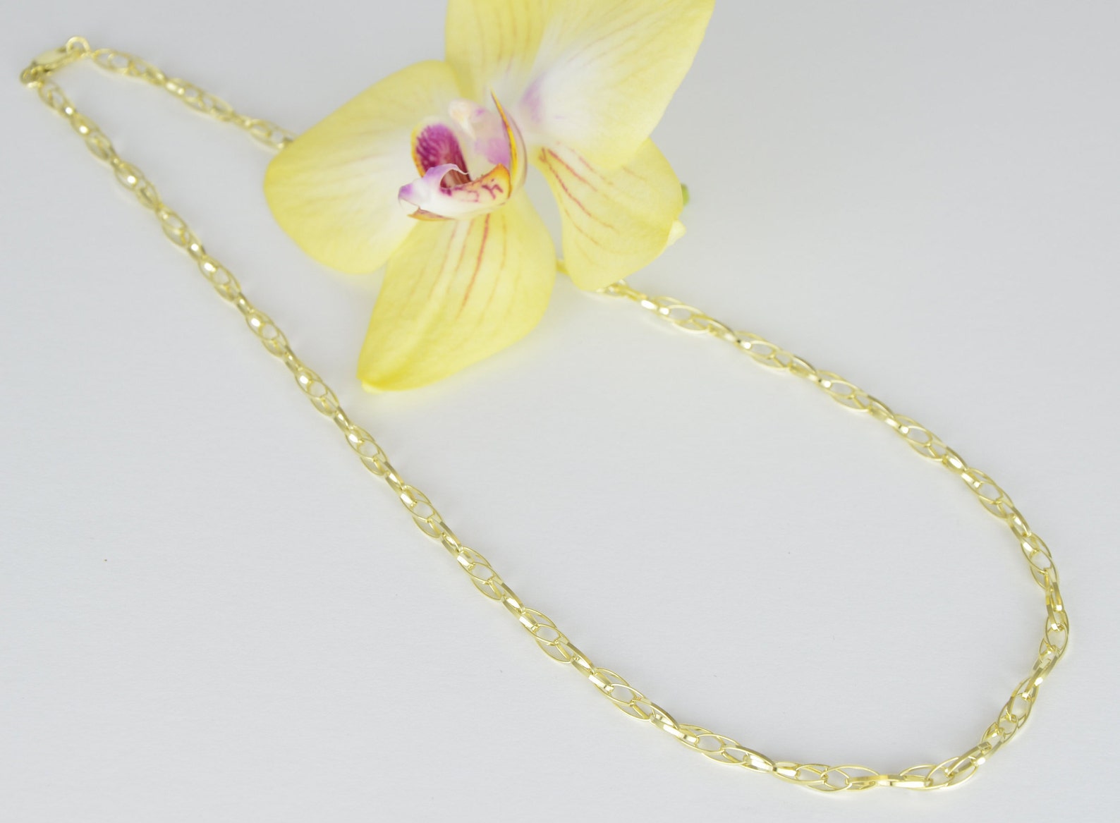 Gold Double Rolo Necklace, 14k Interlaced Necklace, Gold Oval Link ...