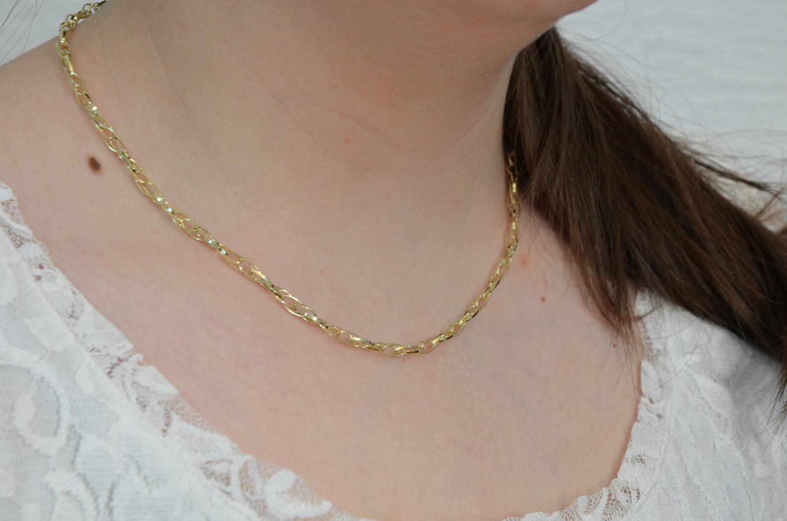 Gold Double Rolo Necklace, 14k Interlaced Necklace, Gold Oval Link ...