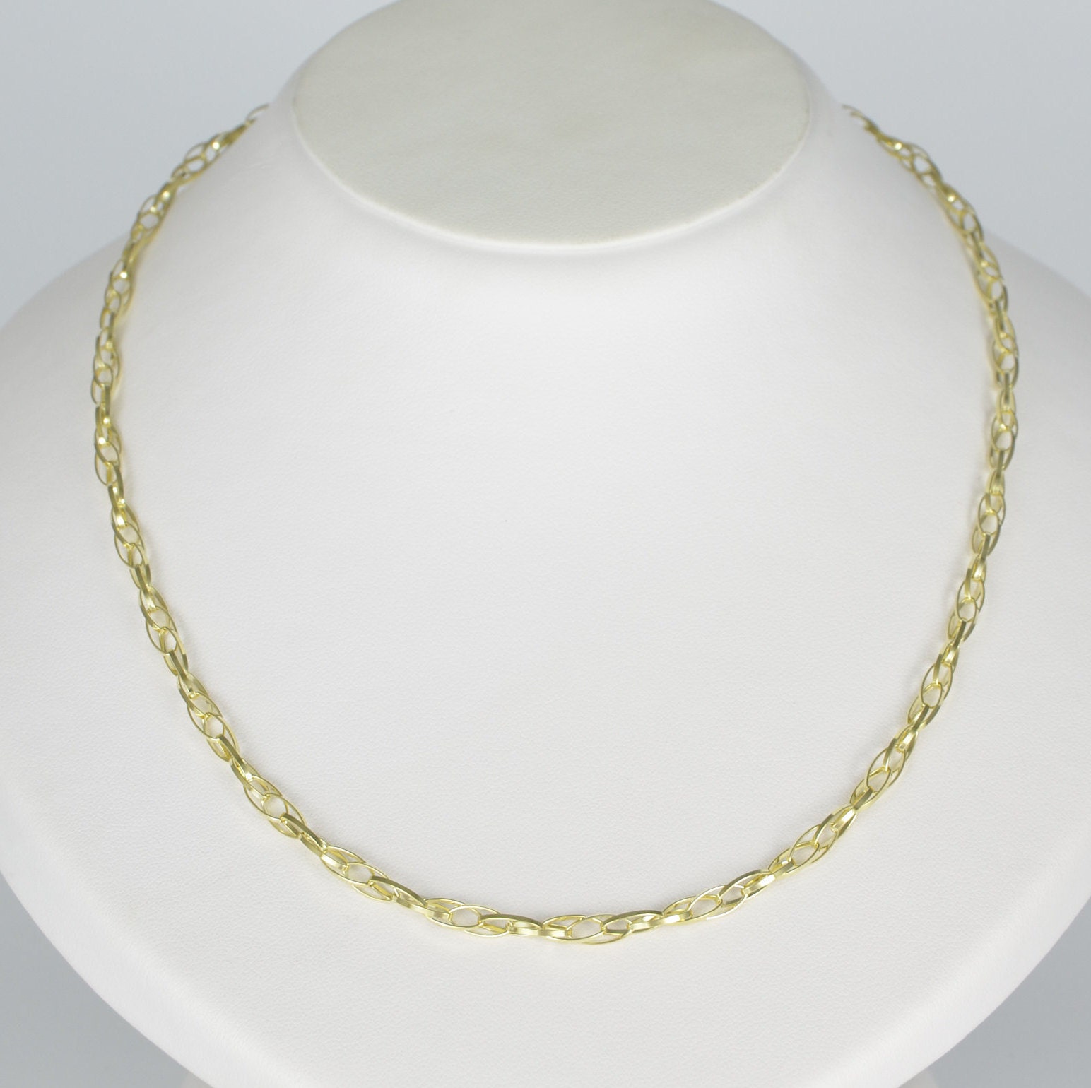 Gold Double Rolo Necklace, 14k Interlaced Necklace, Gold Oval Link ...