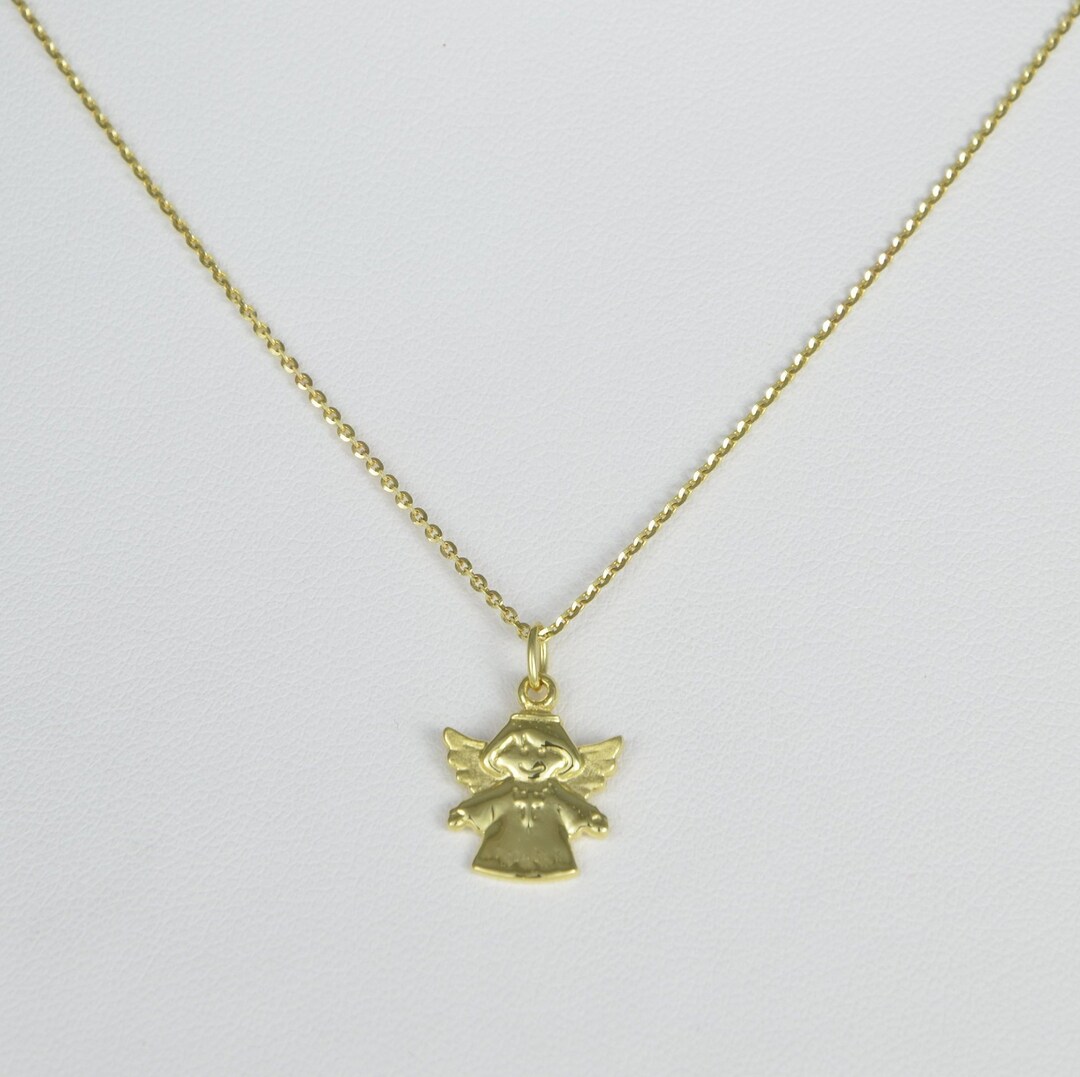 Guardian Angel Charm Necklace. Gold Chain With Angel Pendant - Etsy