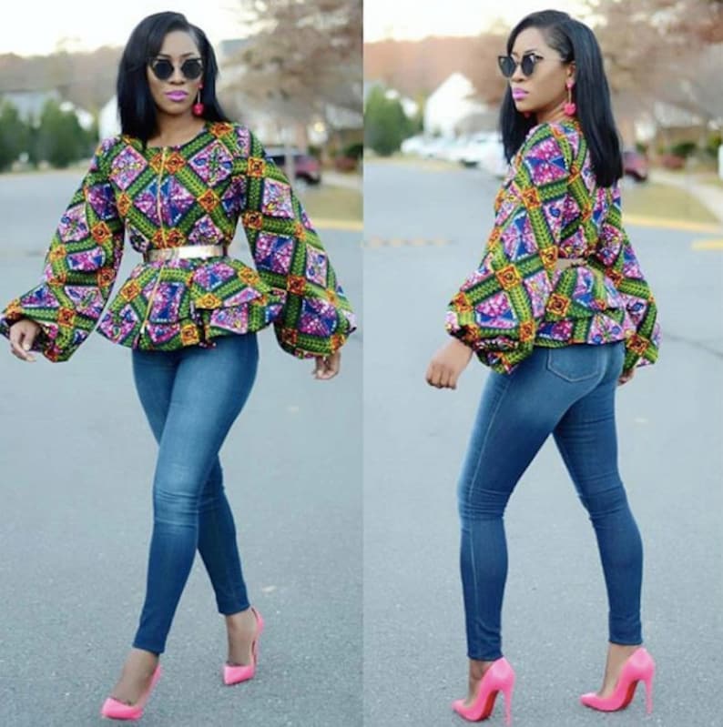 African Print Peplum Top Puff Sleeve Ankara African Etsy