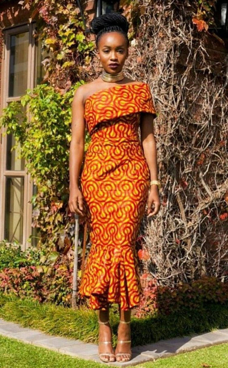 African Print Off Shoulder Dress Ankara Midi Dress Etsy