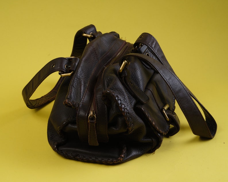 Y2K Brown Leather Mini Baguette Bag - Oriano Trunk Purse - Etsy