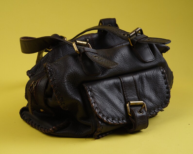 Y2K Brown Leather Mini Baguette Bag - Oriano Trunk Purse - Etsy