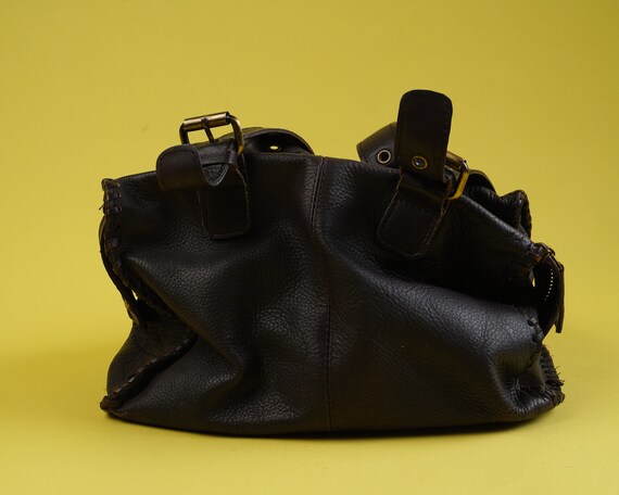 Y2K Brown Leather Mini Baguette Bag - Oriano Trunk Pu… - Gem