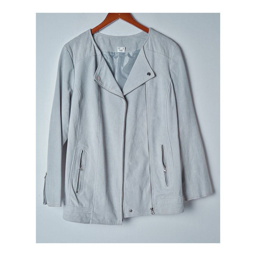 Y2k Grey Suede Jacket/vintage Grey Leather Jacket/rocker Suede Leather ...