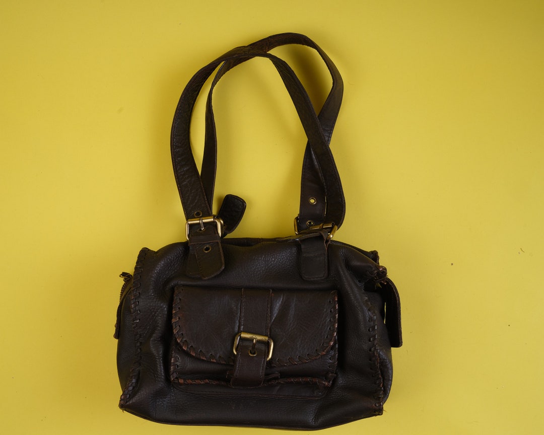 2000s Brown Mini Trunk Bag/y2k Mini Baguette Bag/vintage Brown Leather ...