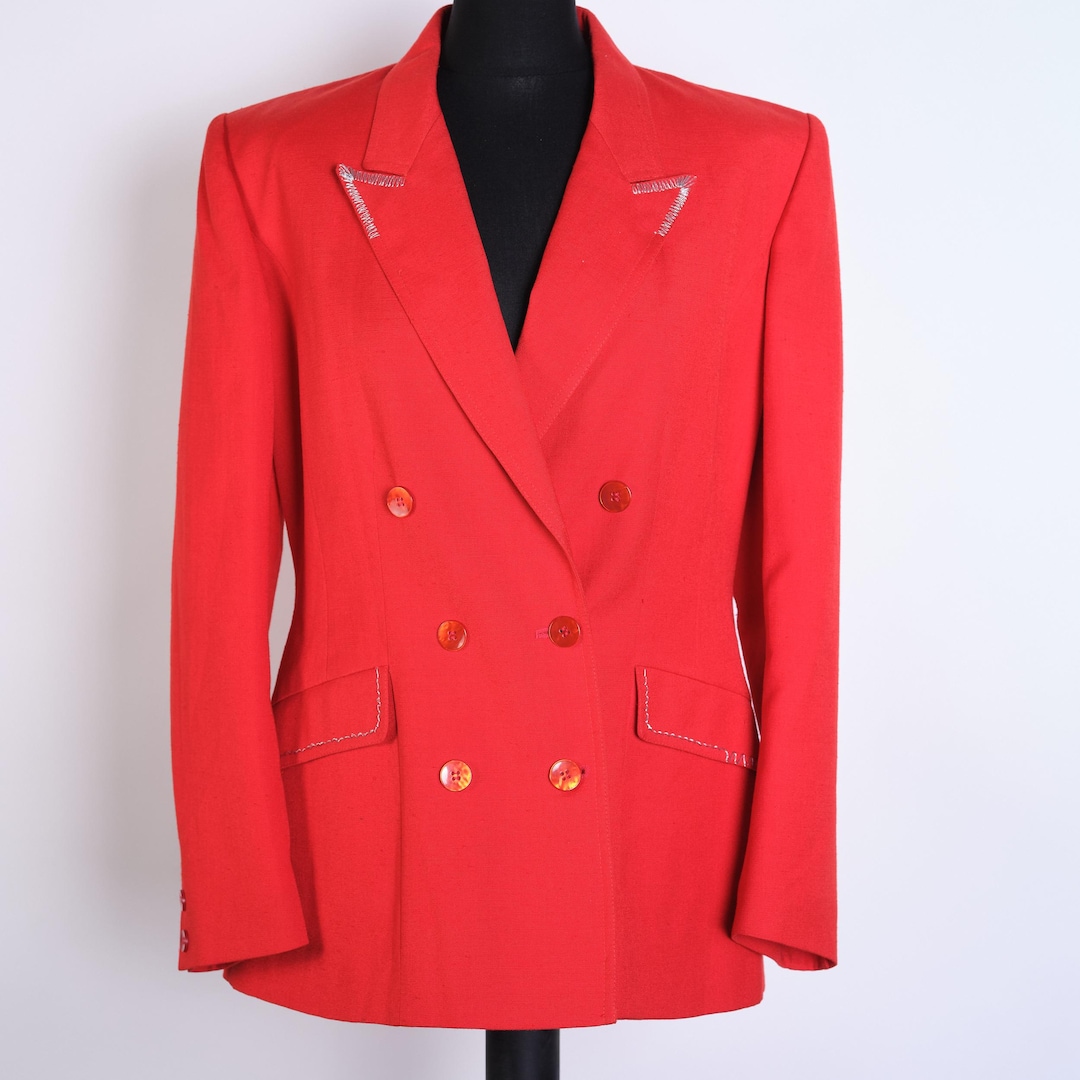 70s Red Jacket/vintage Red Blazer/double-breasted Jacket/elegant Red ...