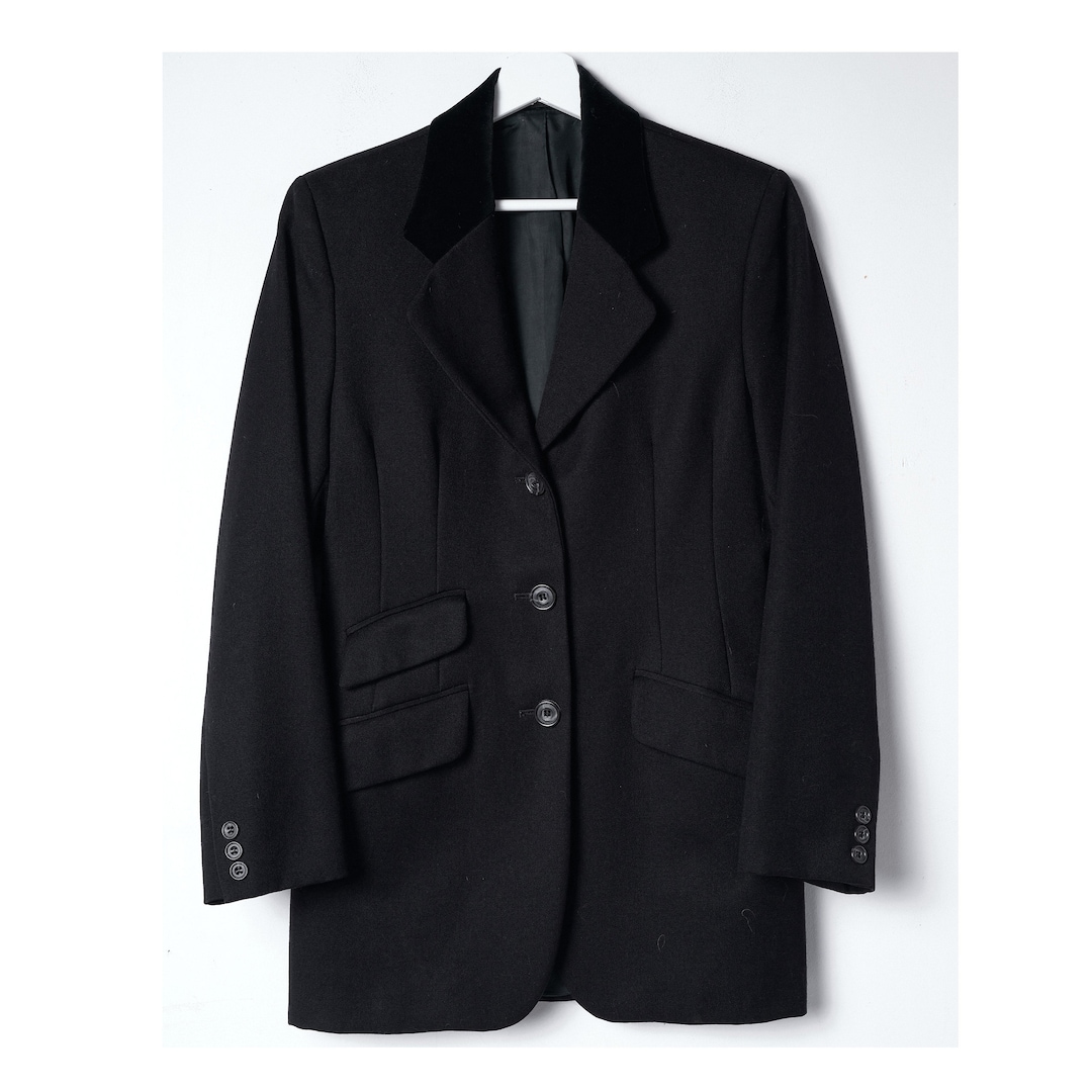 90s Old Money Blazer, Vintage Long Suit Jacket, Corpcore Blazer, Black ...