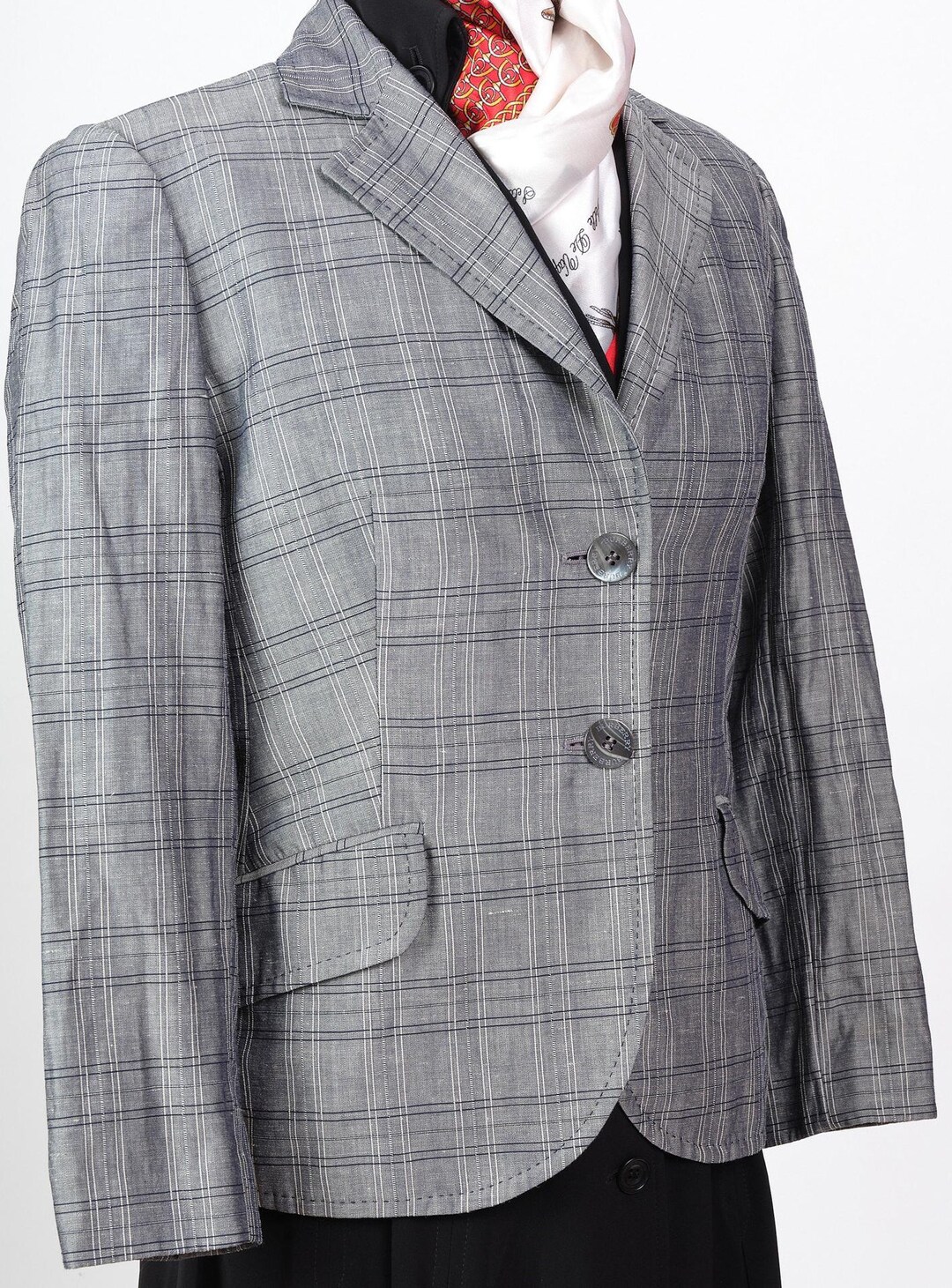Y2K Burberry Silver Grey Jacket – Vintage 2000s Luxury Silk-linen ...