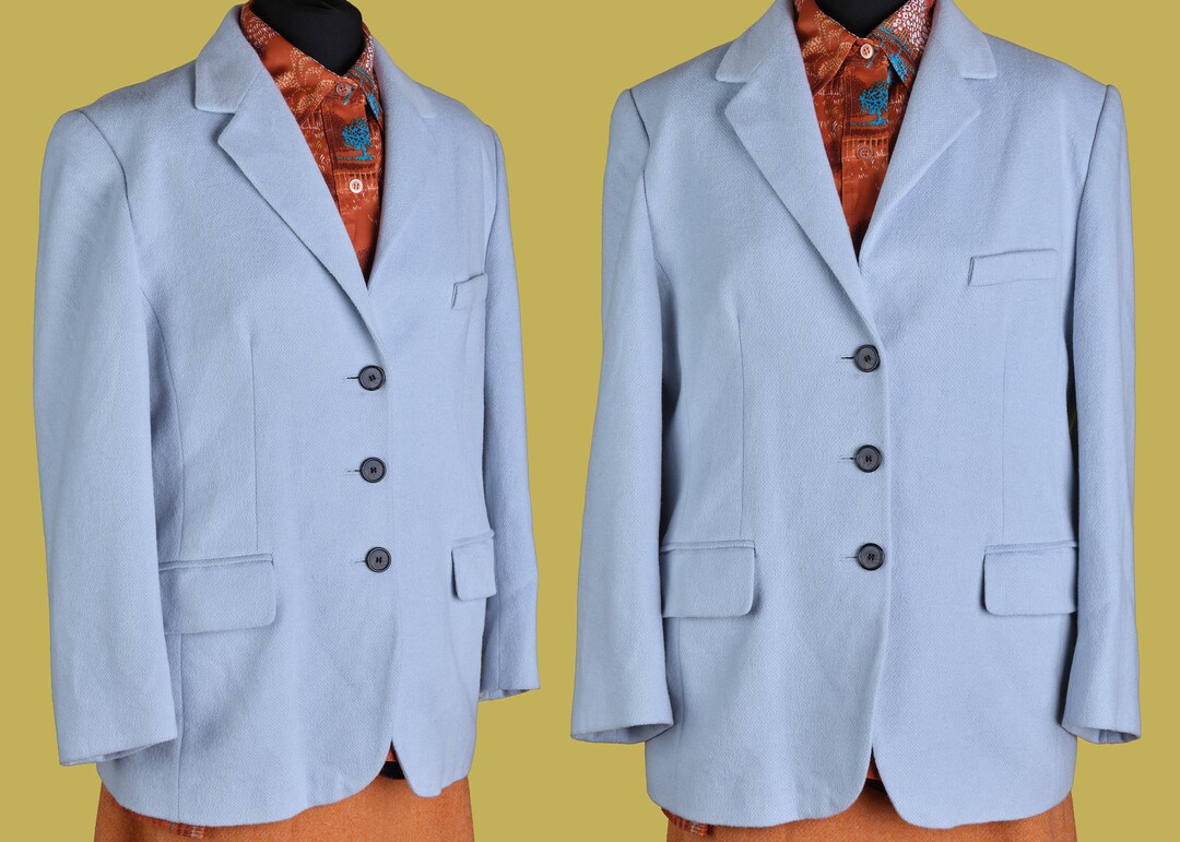 90s Old Money Style, CLÉMENT Exquisite Baby Blue Blazer. Luxury Vintage ...
