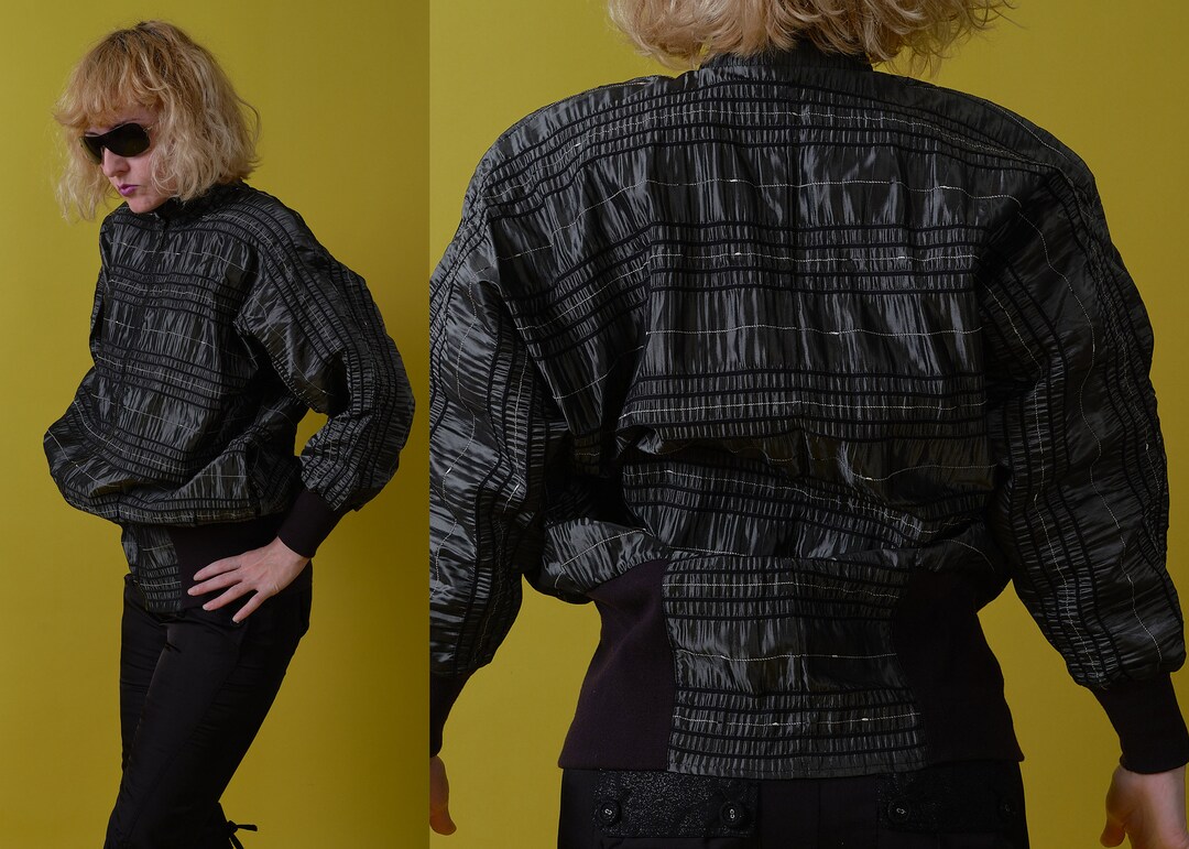Y2K Bomber Jacket With Extra Wide Ribbed Waistband. Vintage Light ...