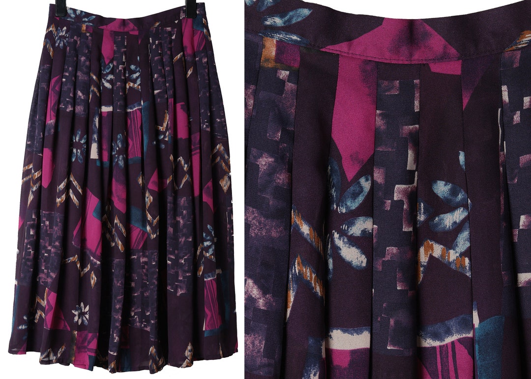 90s Jacques Vert Pleated Skirt. Vintage Abstract Print Colorful Skirt ...