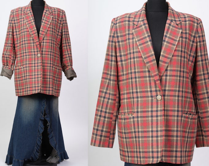90s Plaid Blazer Alexon. Vintage Multicolor Jacket. 1990s Formal Event ...