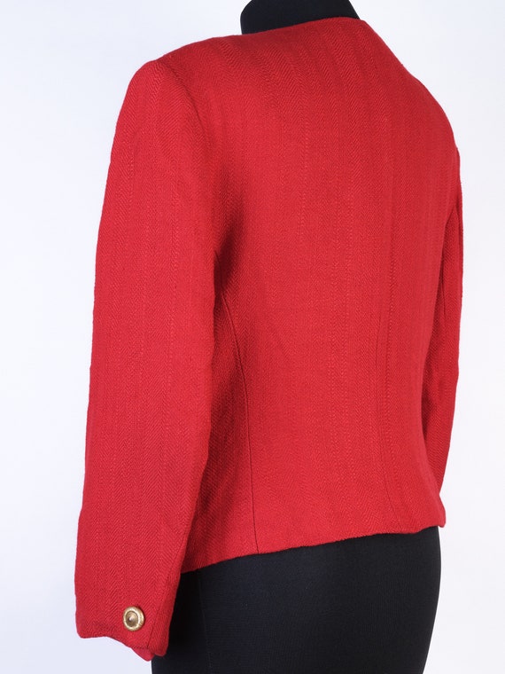 90s boucle red blazer. Vintage British boucle tweed j… - Gem