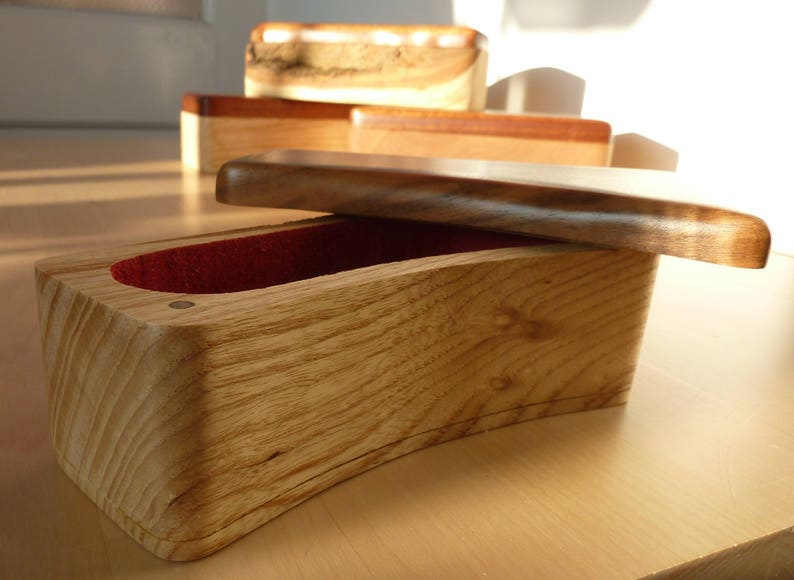 HANDMADE WOODEN BOX Natural Wood Jewellery Trinkets Urn Ashes Memory ...