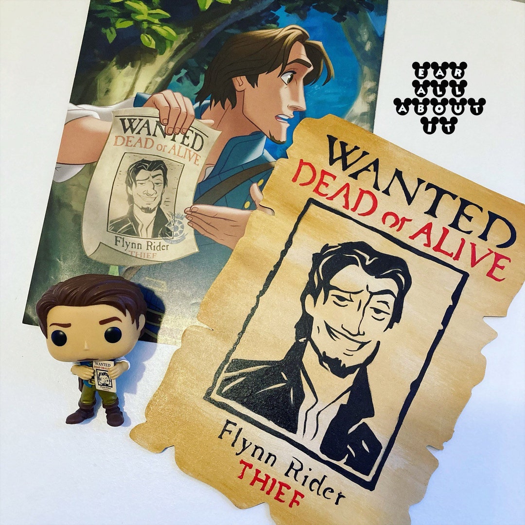 Hand Painted Princess Rapunzel Tangled Flynn Rider Wanted Posted Wooden ...