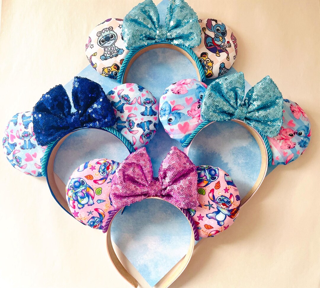 Hand Made Fabric Lilo and Stitch Inspired Mouse Ears Headbands - Etsy