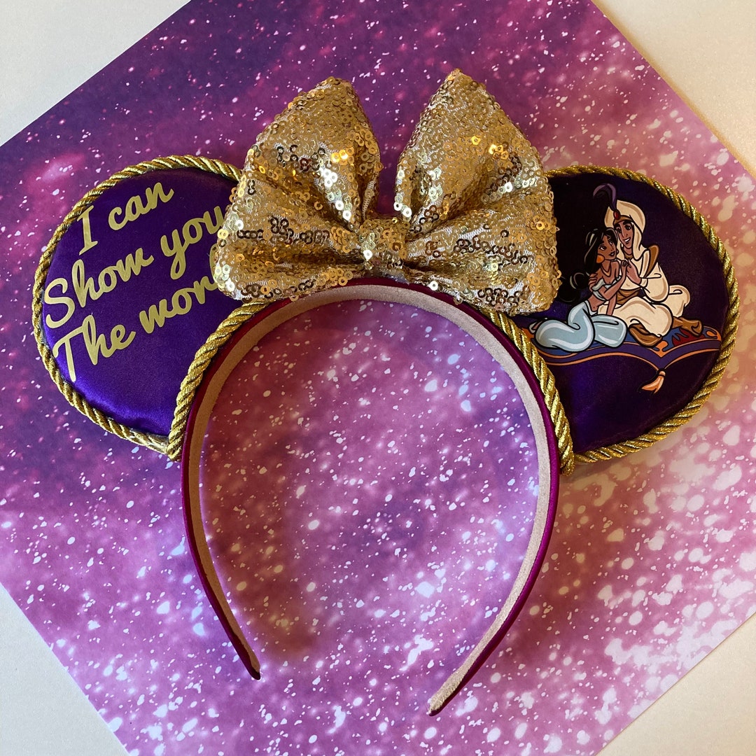 Hand Made Custom Aladdin and Princess Jasmine Mouse Ears Headband - Etsy