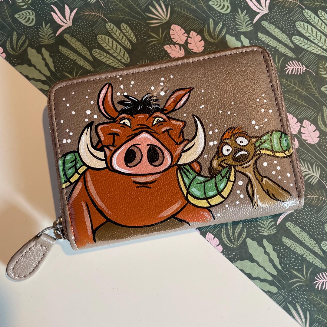 Hand Painted Lion King Timon and Pumba Card Wallet Purse - Etsy