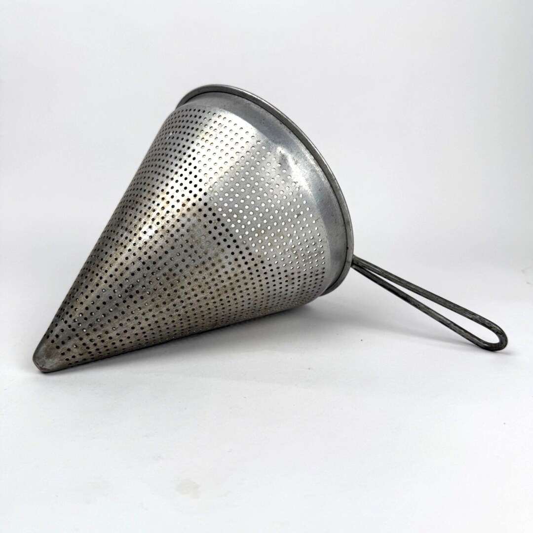 Vintage Aluminum Cone Sieve Apple Fruit Press Strainer Colander Canning ...