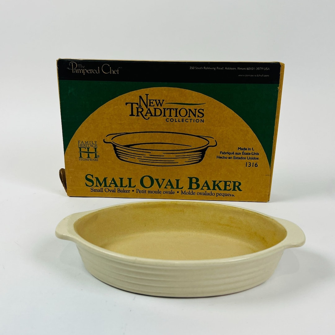 Pampered Chef 1316 Small Beige Stoneware Oval Baker Casserole - Etsy
