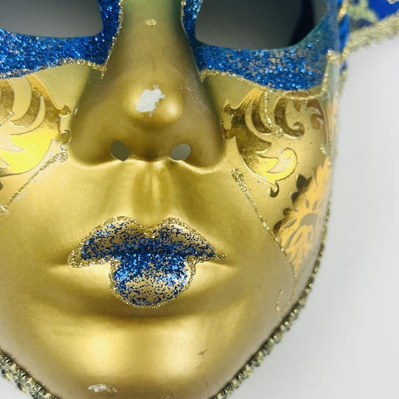 Blue Velvet Jester Mask: Gold Bells, Glitter - Mardi … - Gem