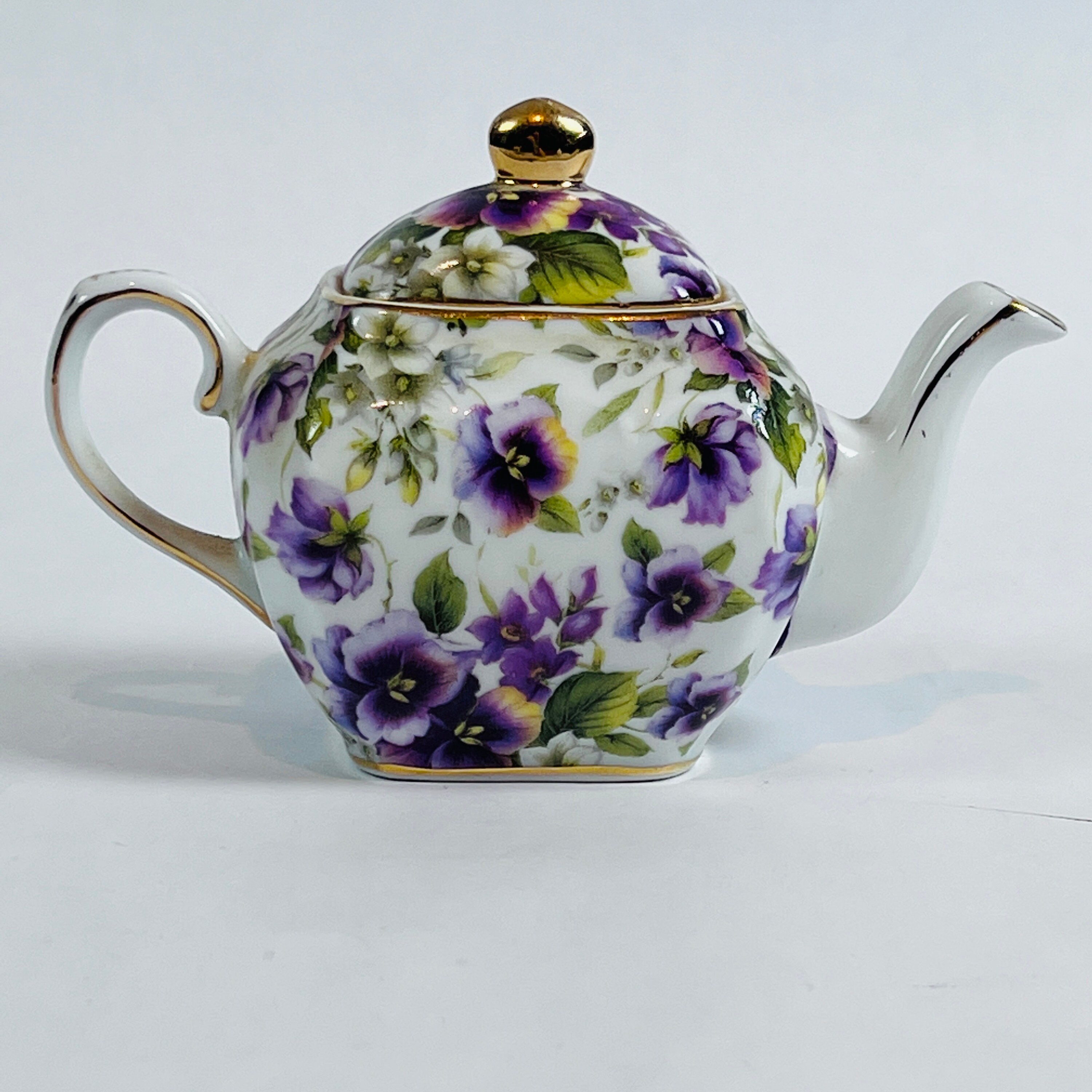 Vintage Asian Tea Pot Purple Flower Design Tea Pot W/ Lid - Etsy
