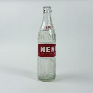 Vintage NEHI Soda Bottle 12 Oz Red Label Embossed Clear Glass Man Cave ...