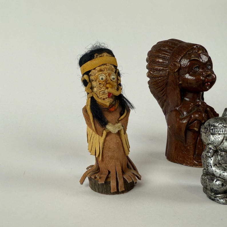 Native American Lot of 6 Vintage Cultural Figurines 5 Figures & Totem ...