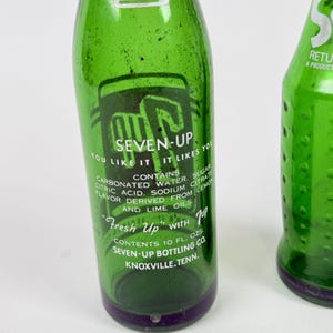 Vintage 7up & Sprite Glass Soda Bottles, Retro Barware Display - Etsy