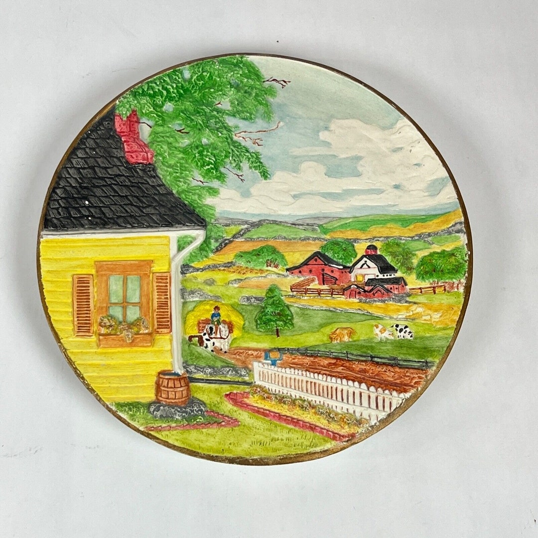 Vintage Byron Molds 10 Plate 1980 Farm House Raised Ceramic Pottery - Etsy