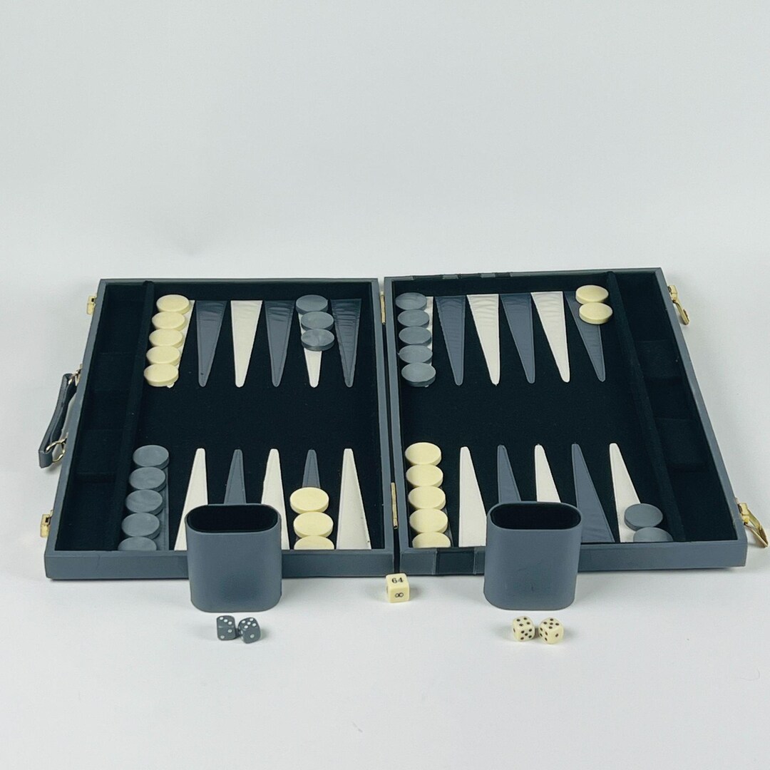 Deluxe Backgammon Set With Gray Faux Leather Case & Game Pieces - Etsy