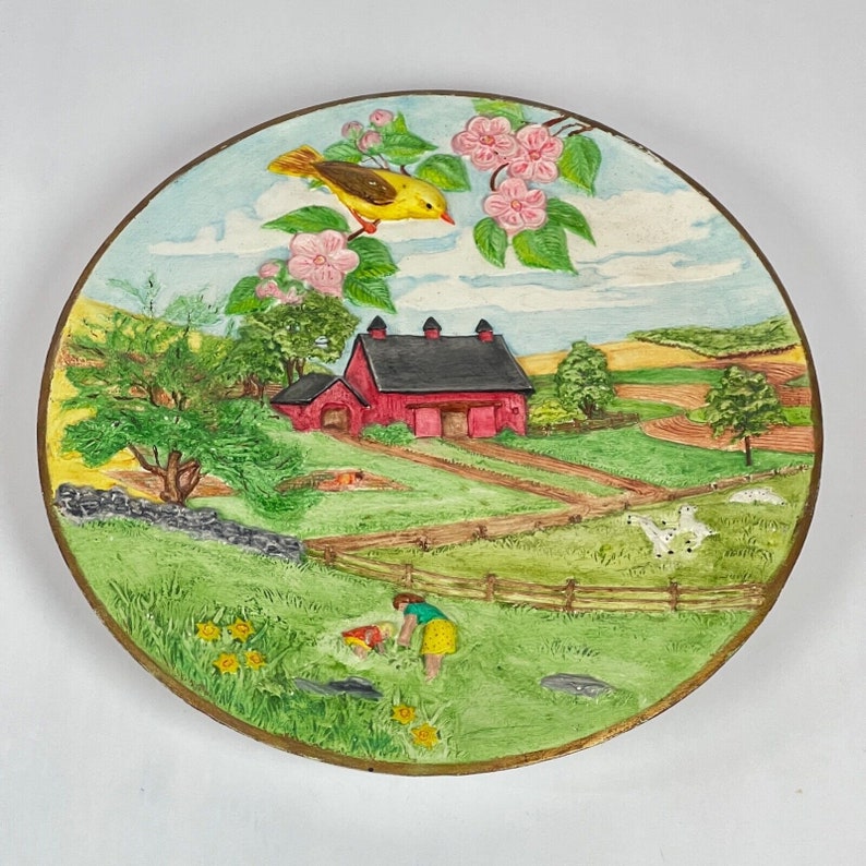 Vintage Byron Molds 10 Plate 1980 Raised Ceramic Pottery Decorative ...