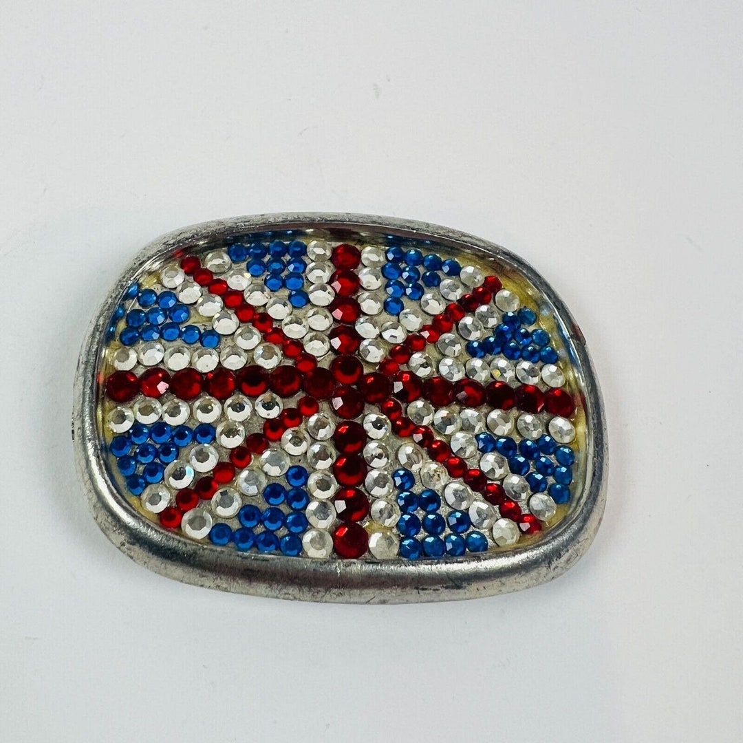 Vintage Oval Union Jack British Flag Rhinestone Belt Buckle - Etsy