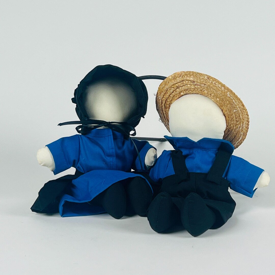 Amish 12 Plush Dolls Couple in Traditional Clothing Black & Blue Outfits W/hats - Etsy