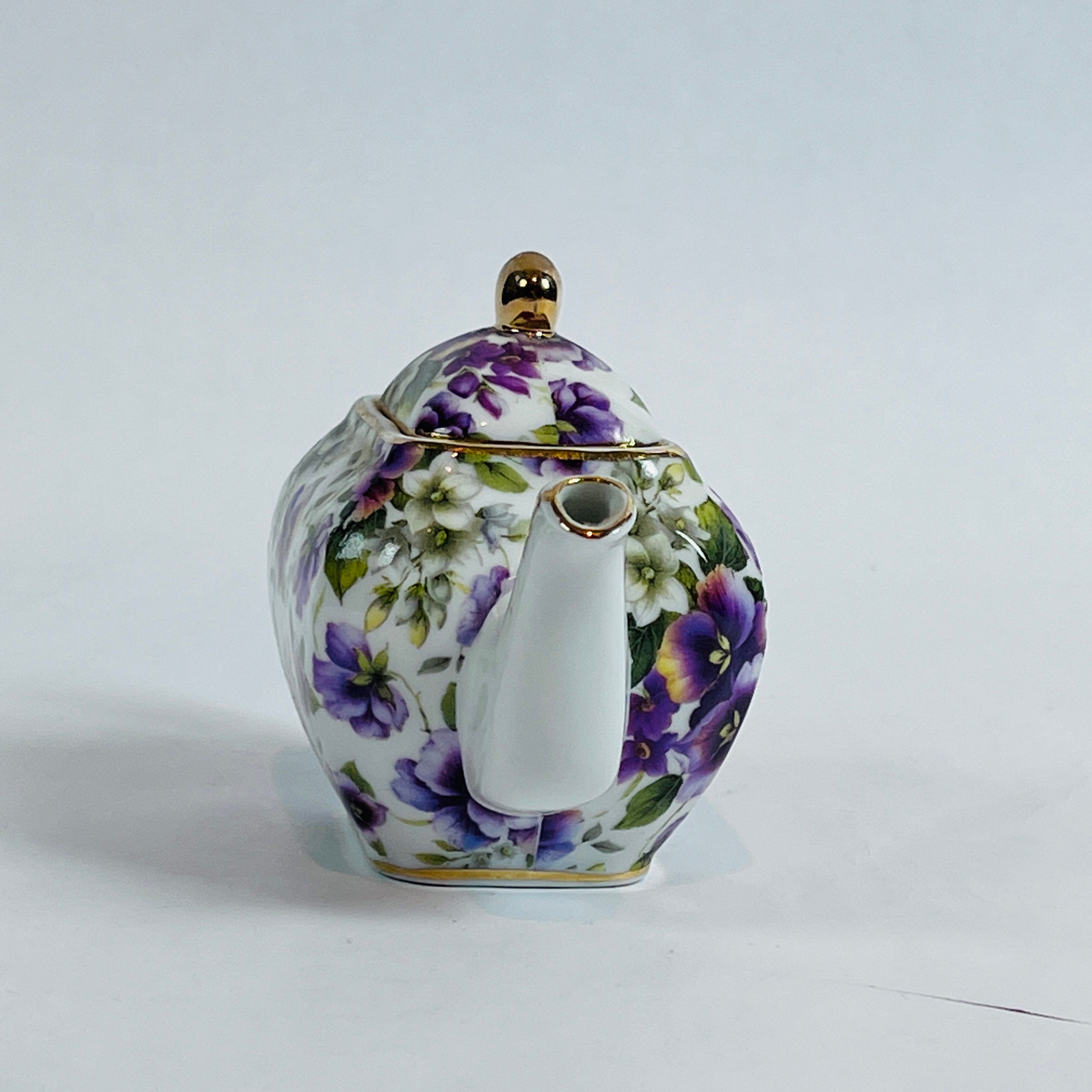 Vintage Asian Tea Pot Purple Flower Design Tea Pot W/ Lid - Etsy