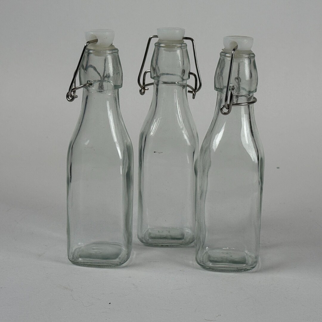 Clear Glass 8" Swing Top Bottles Set of 3 Reusable Airtight Storage ...