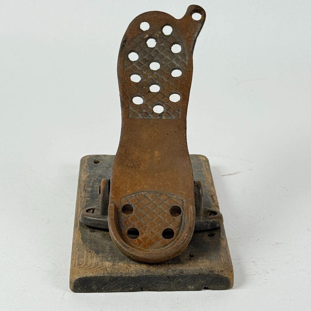 Antique Cast Iron Treadle Presser Foot With Wooden Base Sewing Machine ...