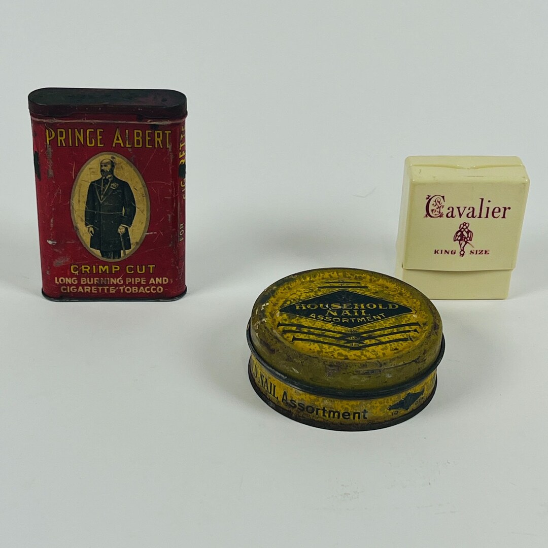 Vintage Collectible Items 2 Cigarette Holders & Vintage Tin Nail Holder ...