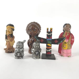 Native American Lot of 6 Vintage Cultural Figurines 5 Figures & Totem ...