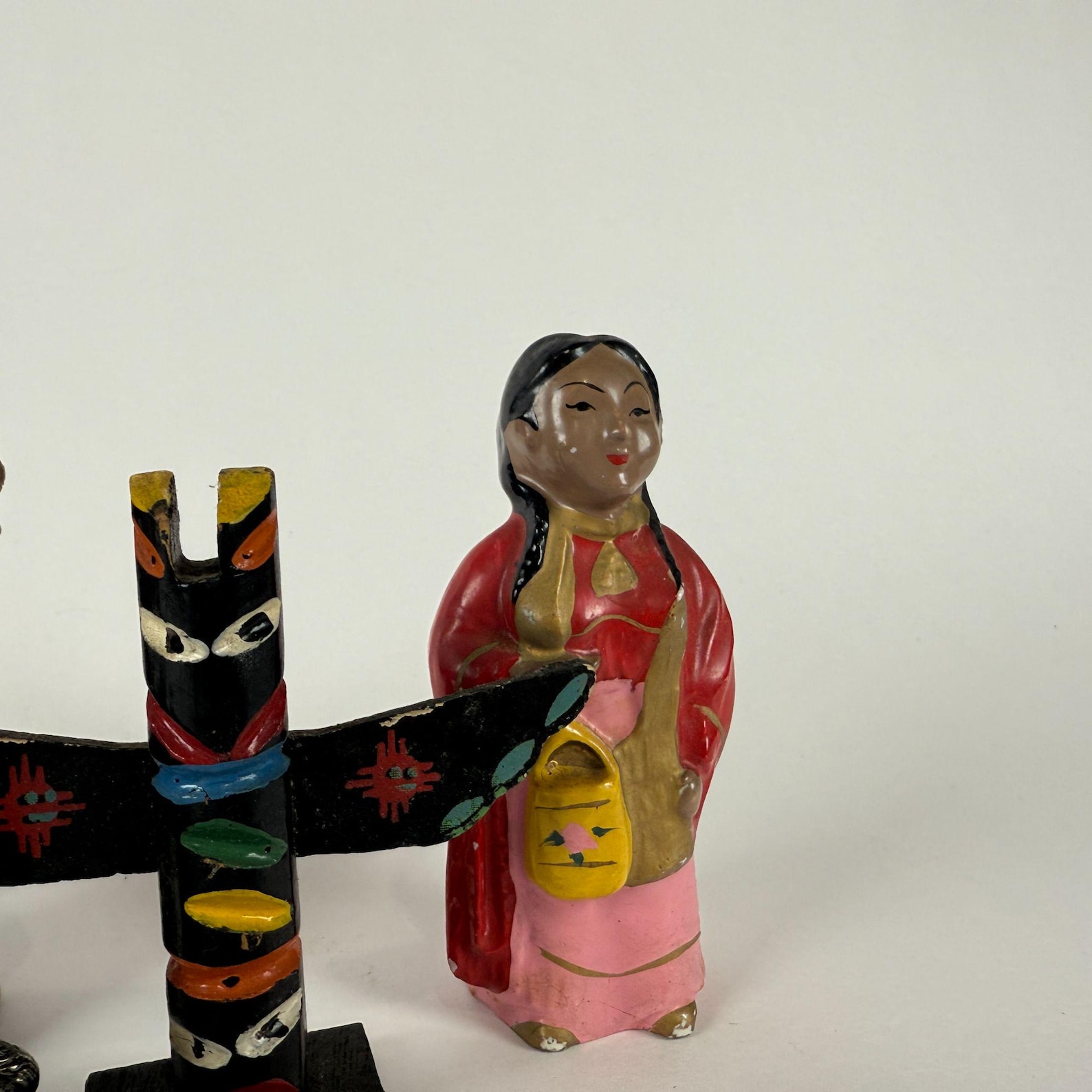 Native American Lot of 6 Vintage Cultural Figurines 5 Figures & Totem ...