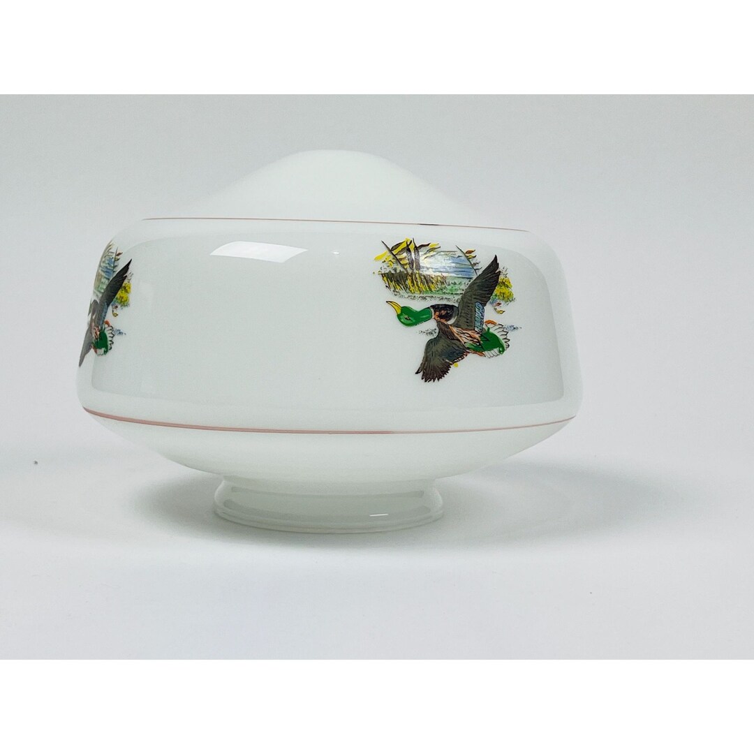 Vintage Mallard Duck Milk Glass Hanging Light Shade Globe Ceiling W/4 ...