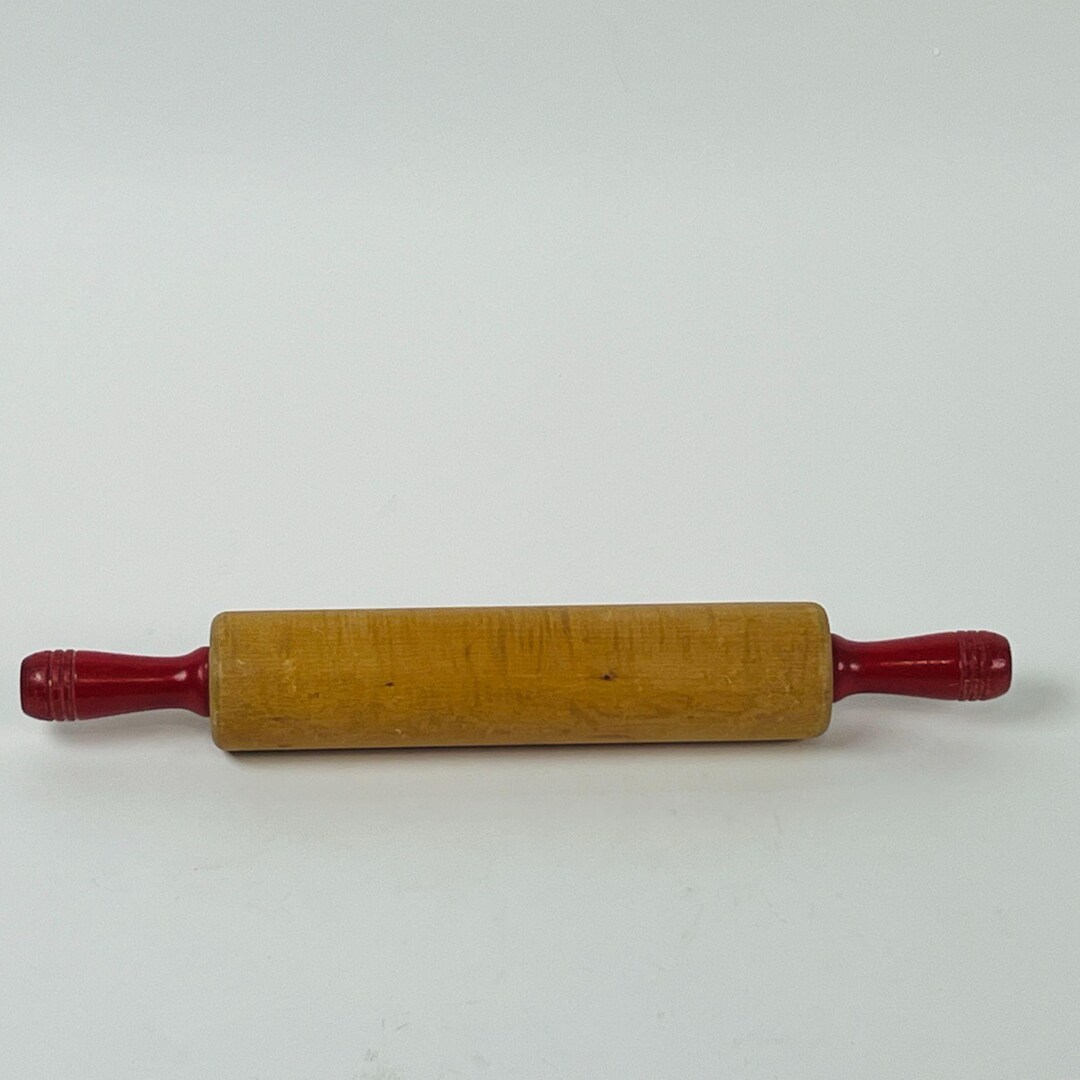 Vintage Wood Rolling Pin With Red Handles 9.75 Long - Etsy