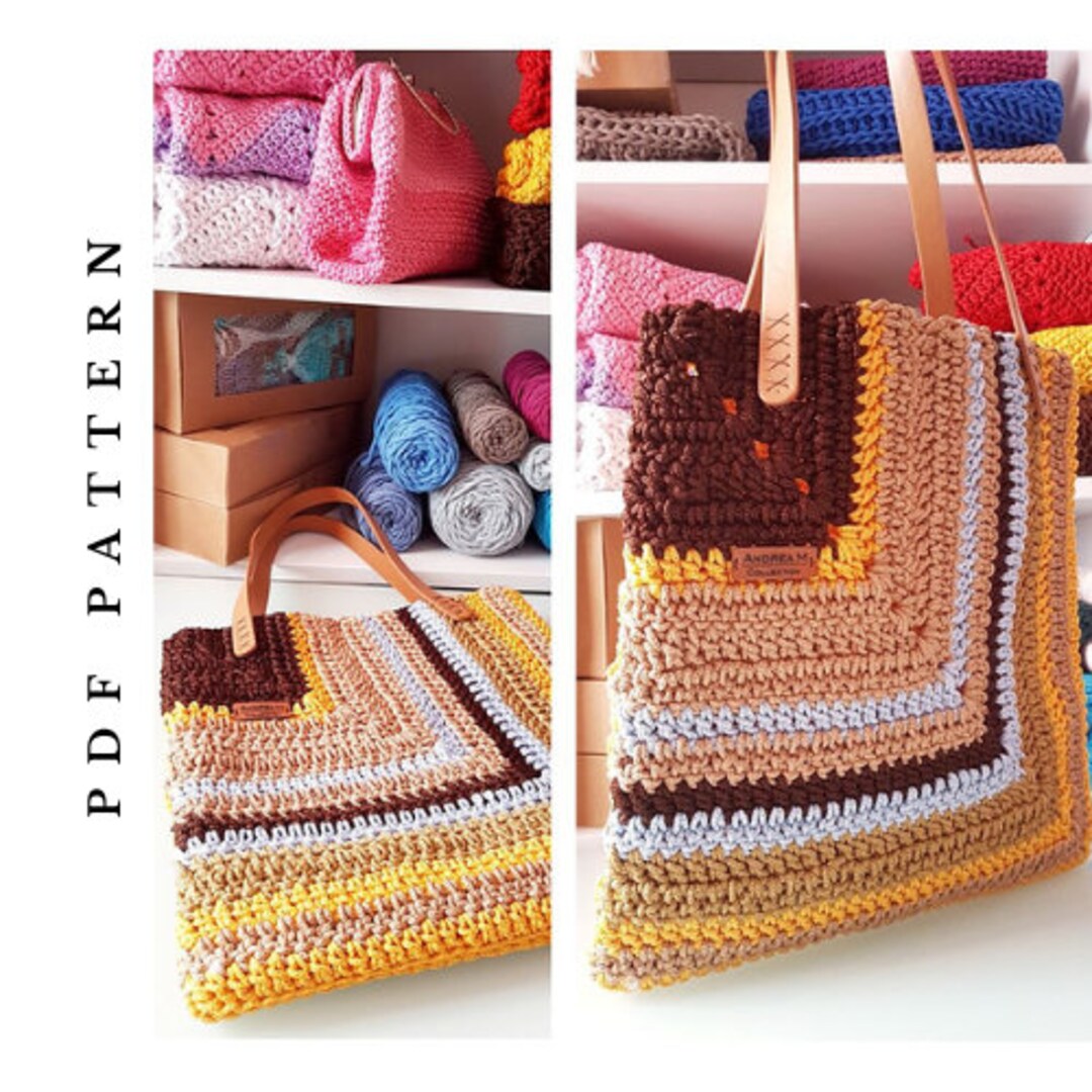 Patternvideo Tutorial, Rope Bag Pattern, Crochet Striped Granny Rope ...