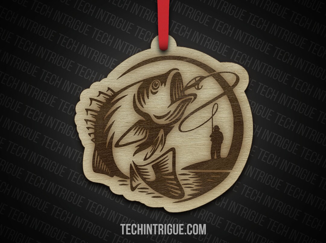 Laser Engraved Fly Fishing Bass Ornament - A Serene Scene of Angling ...