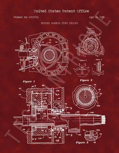 Rotary Wankel Type Engine Patent Art Drawing Image Engineer | Etsy