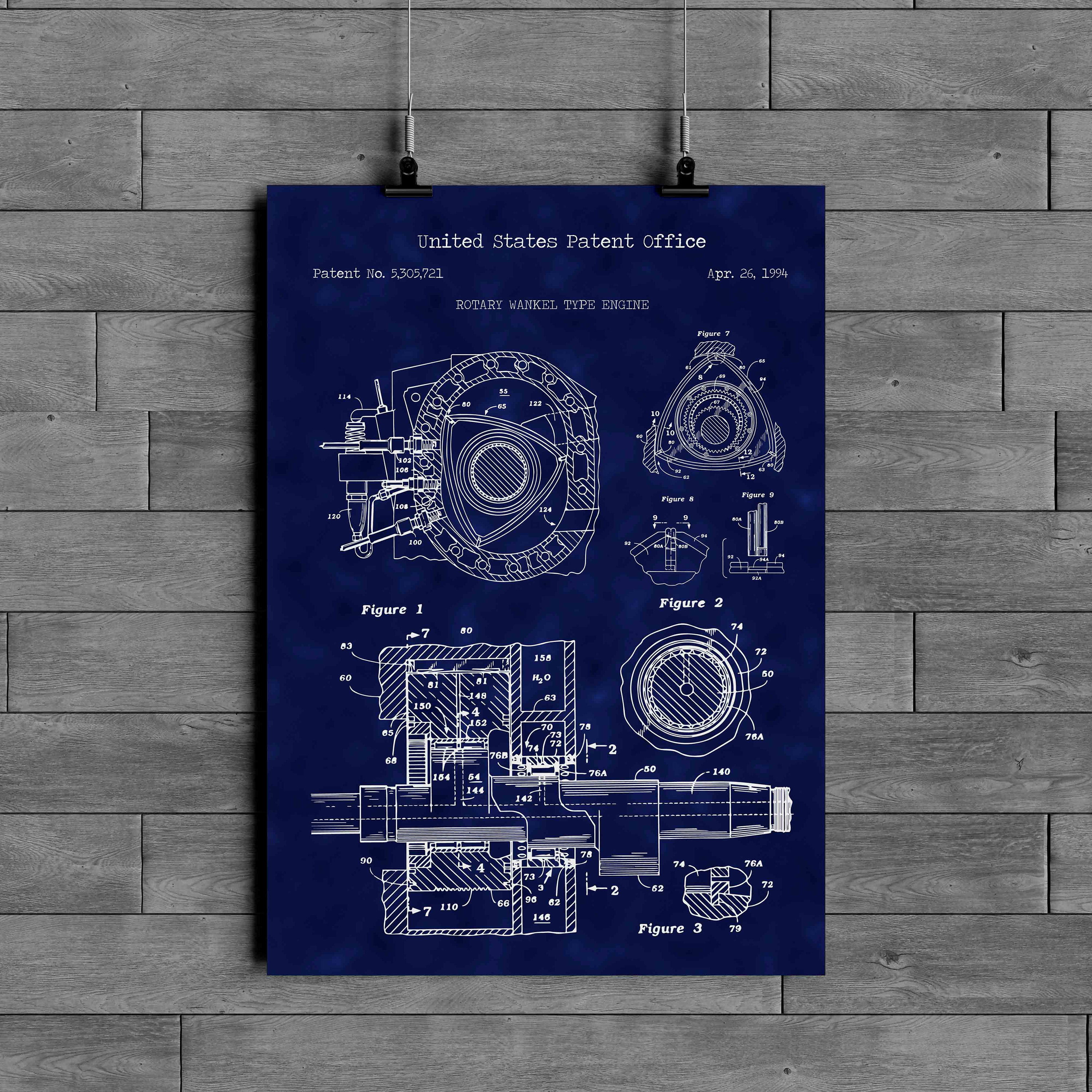 Rotary Wankel Type Engine Patent Art Drawing Image Engineer | Etsy