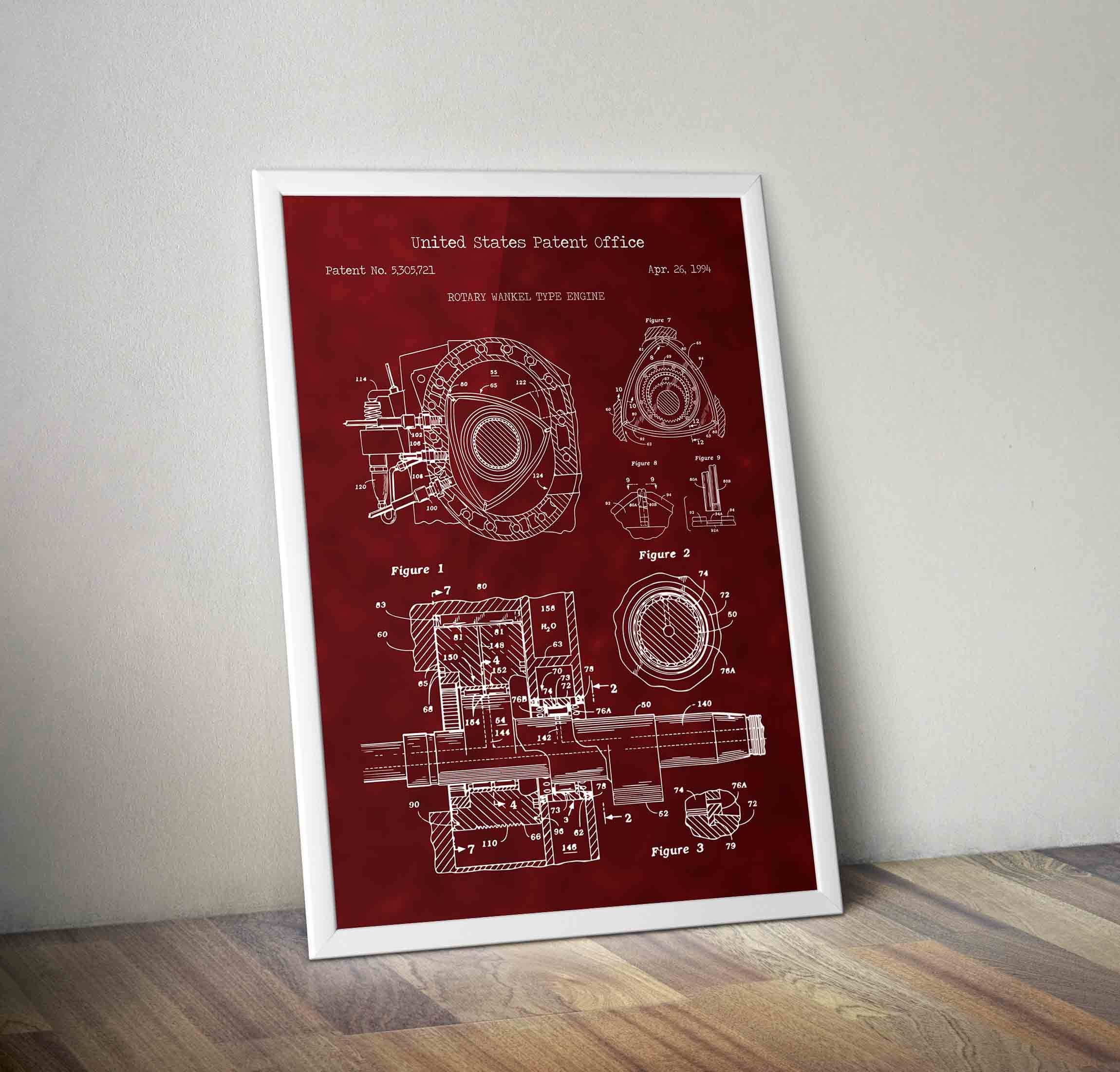 Rotary Wankel Type Engine Patent Art Drawing Image Engineer | Etsy